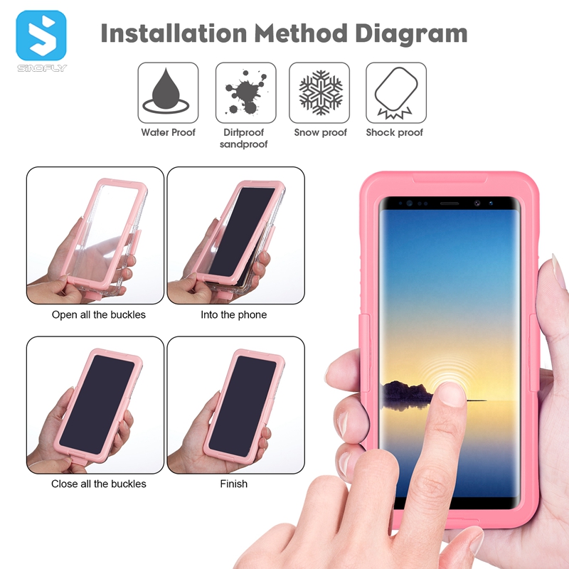 Clear waterproof case for Samsung Note 8