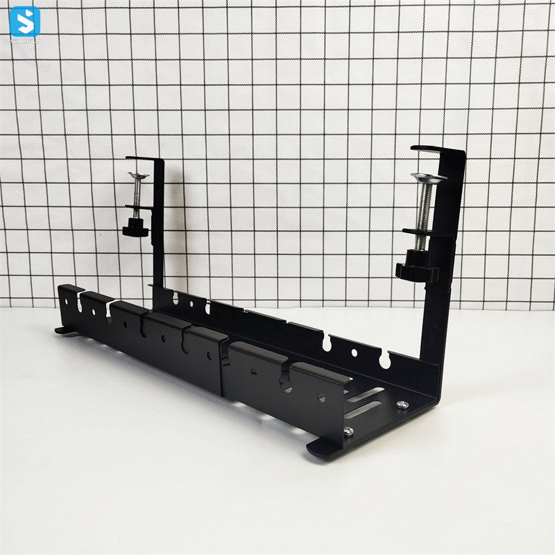 Retractable under-desk cable tray Perforation-free desk cable tray ...
