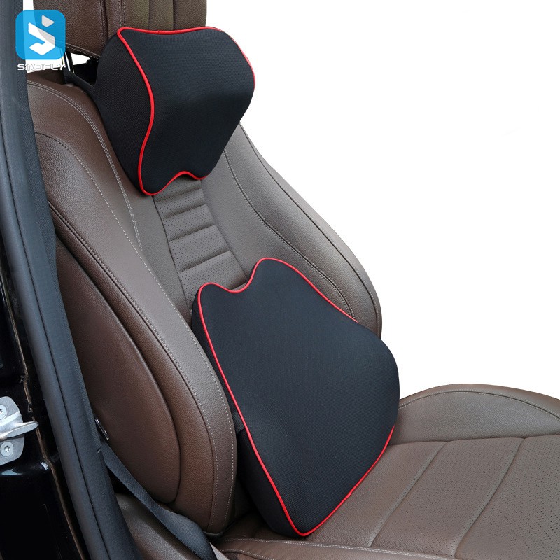 Car headrest lumbar support car memory foam lumbar cushion pillow set