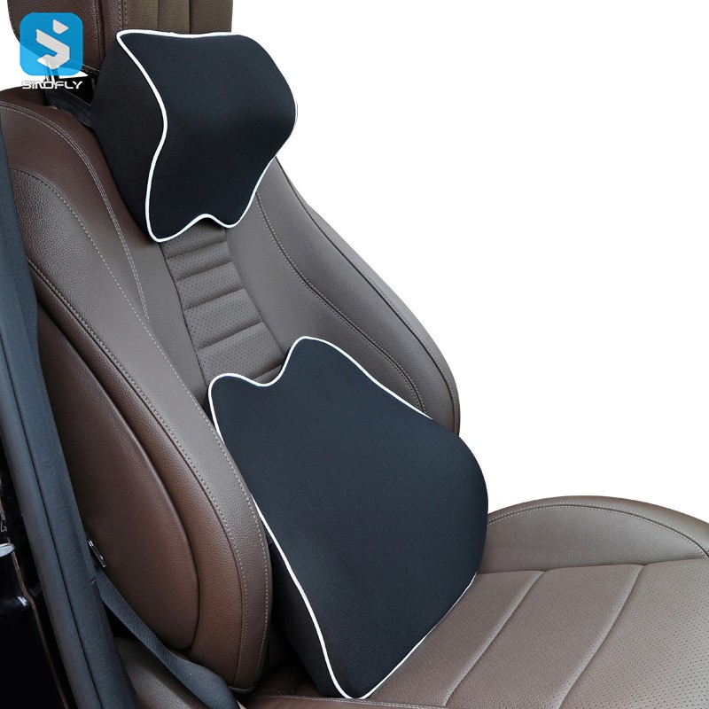 Car headrest lumbar support car memory foam lumbar cushion pillow set